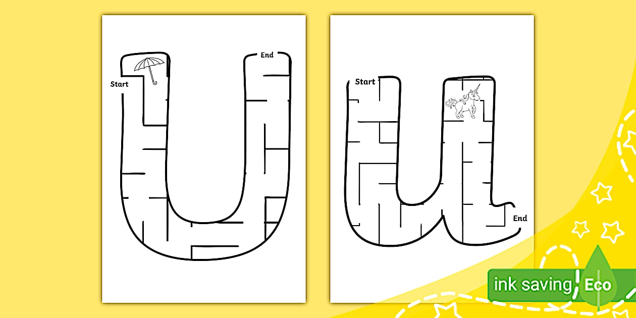 Alphabet Maze Uu (teacher made) - Twinkl