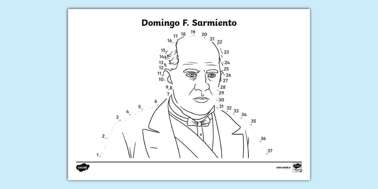 Actividad: une los puntos (Dibujo de Sarmiento) - Twinkl