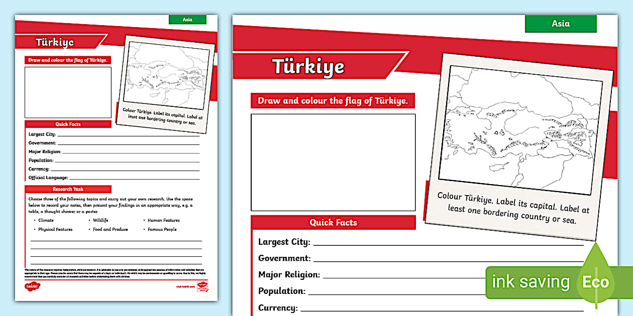 KS2 Türkiye Research Activity - KS2 - Geography - Twinkl