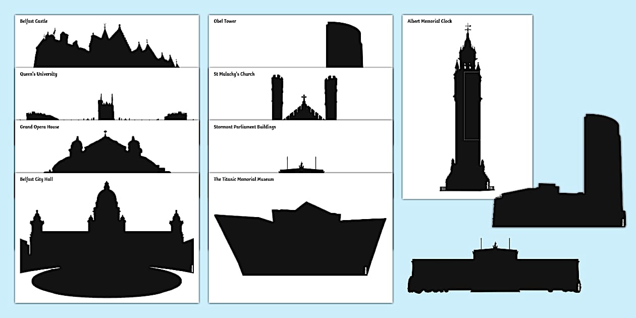 Belfast Skyline Silhouette Display Cut-Outs (teacher made)