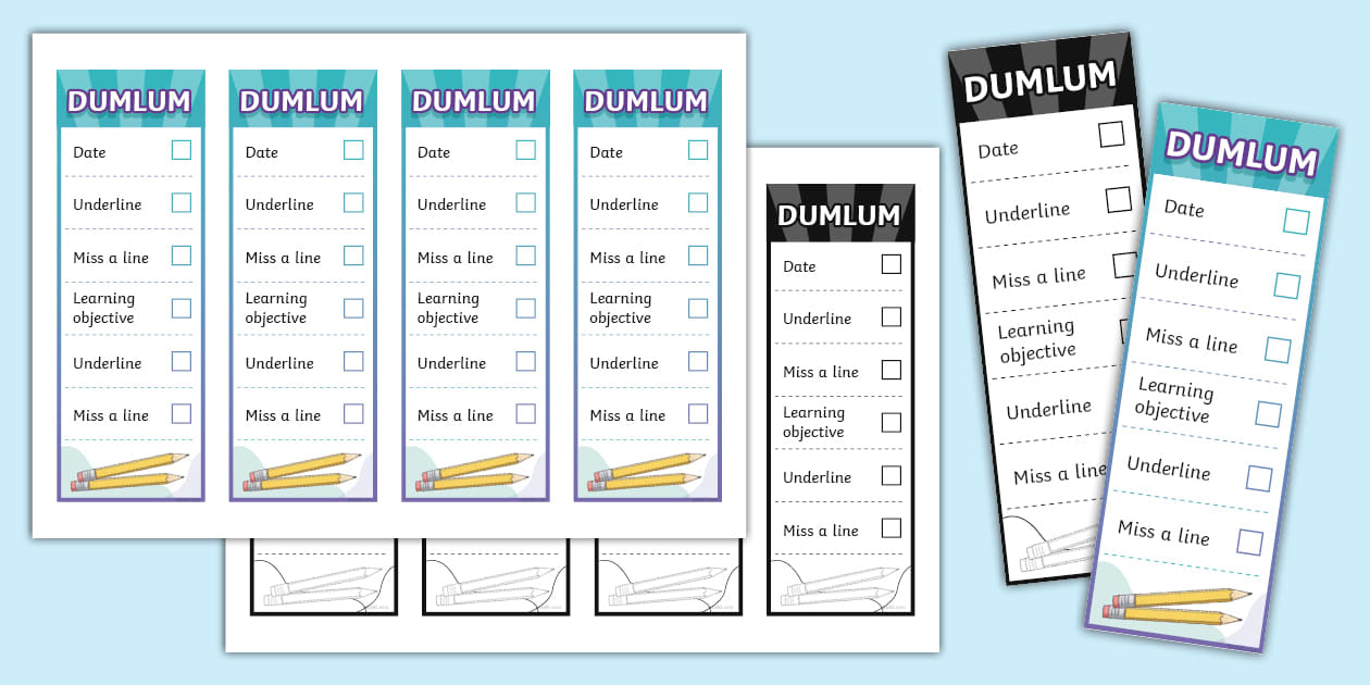 DUMLUM Bookmark Checklist (teacher made) - Twinkl