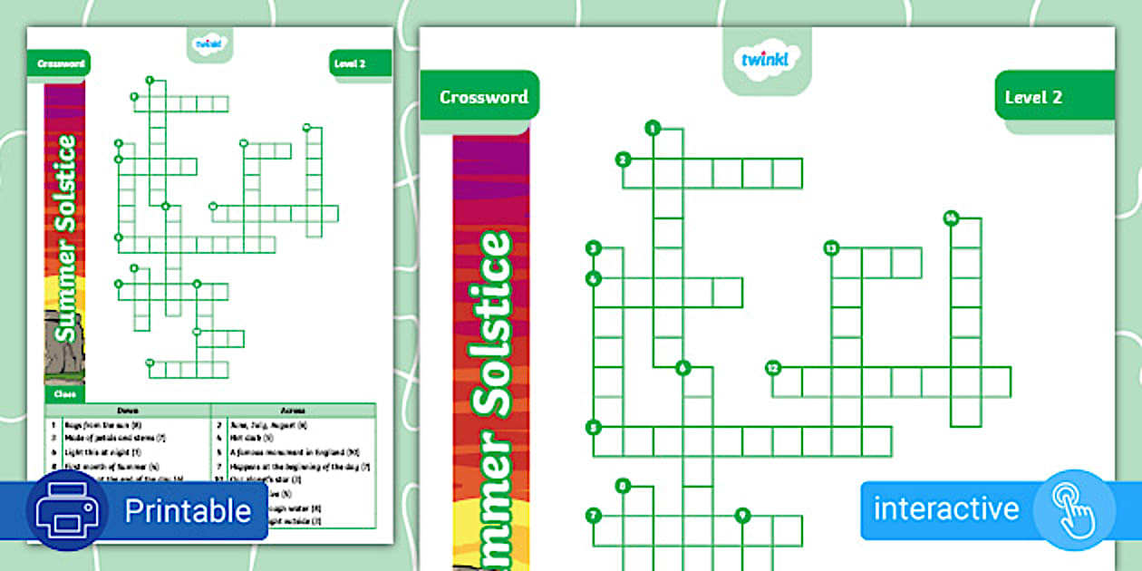 Summer Solstice Crossword – Twinkl Puzzled - Kids Puzzles