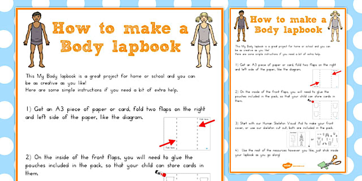 My Body Lapbook Instructions Sheet (teacher made) - Twinkl