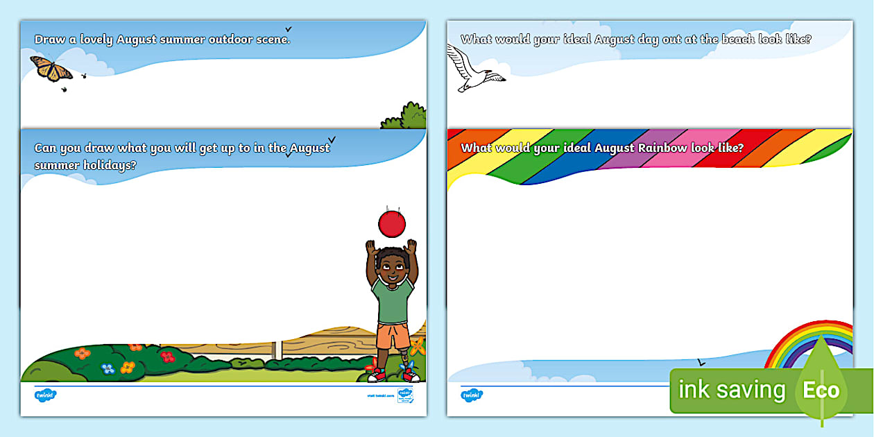 August Drawing Prompts Activity (Teacher-Made) - Twinkl