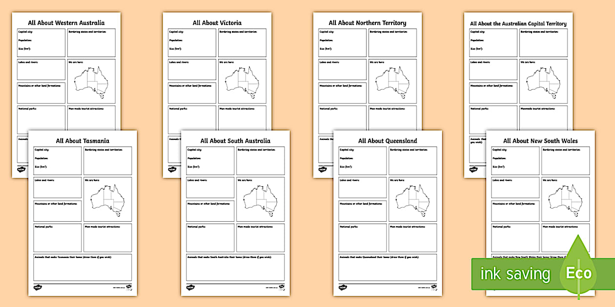 All about Australian States and Territories Activity Pack