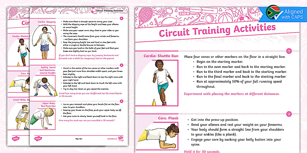 Grade 5 Physical Ed: Circuit Training Home Learning Sheet