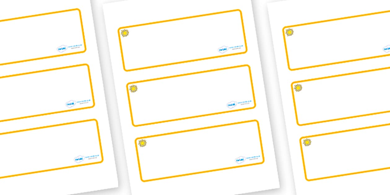 Sunshine Themed Editable Drawer-Peg-Name Labels (Blank)
