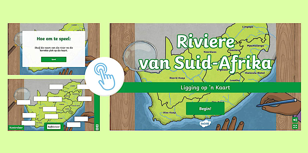 Riviere van Suid-Afrika Ligging op 'n Kaart Speletjie