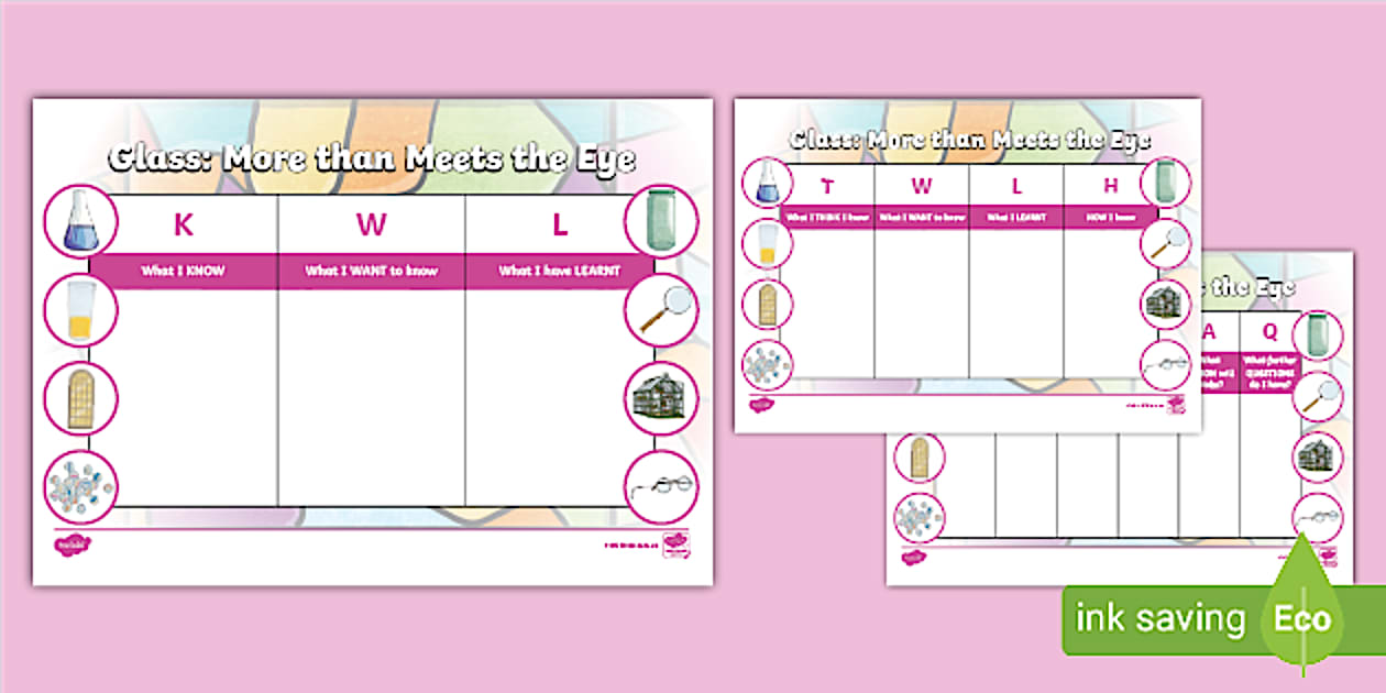 Glass KWL, TWLH and KWHLAQ Charts | Twinkl (teacher made)