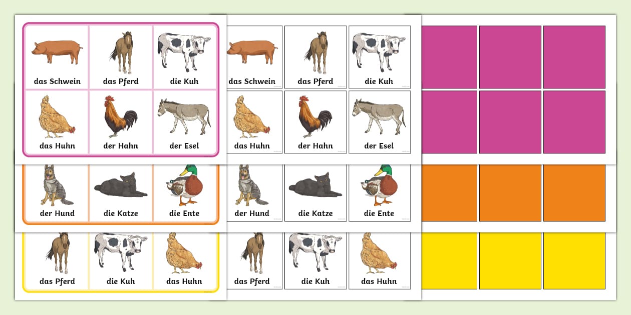Farm Animal Bingo - German (teacher made) - Twinkl