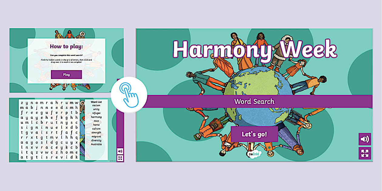 Harmony Week Interactive Word Search - Twinkl