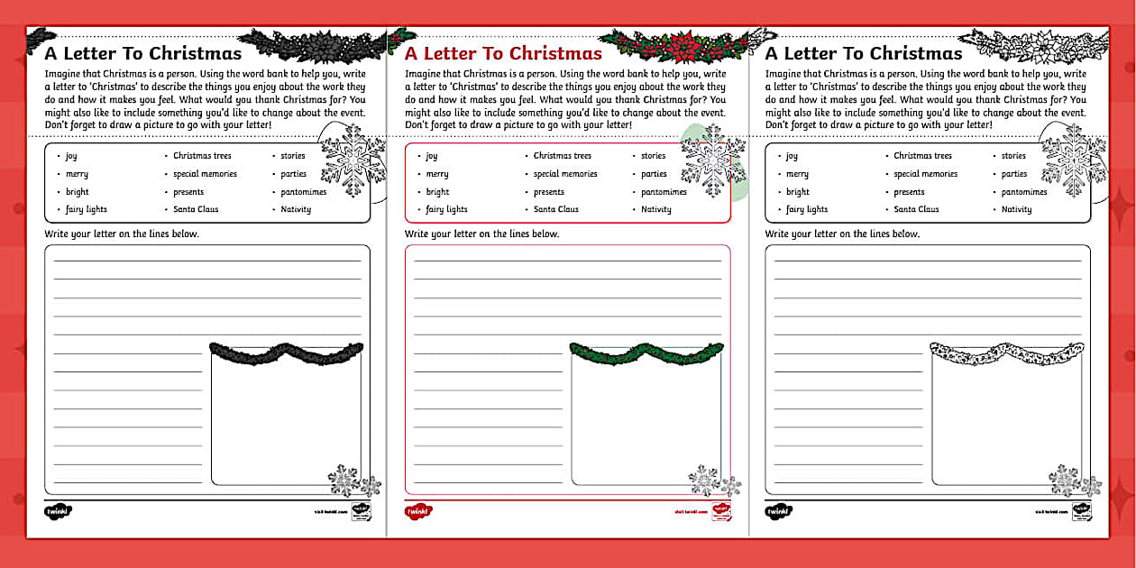 Letter to Christmas Writing Template (Teacher-Made) - Twinkl