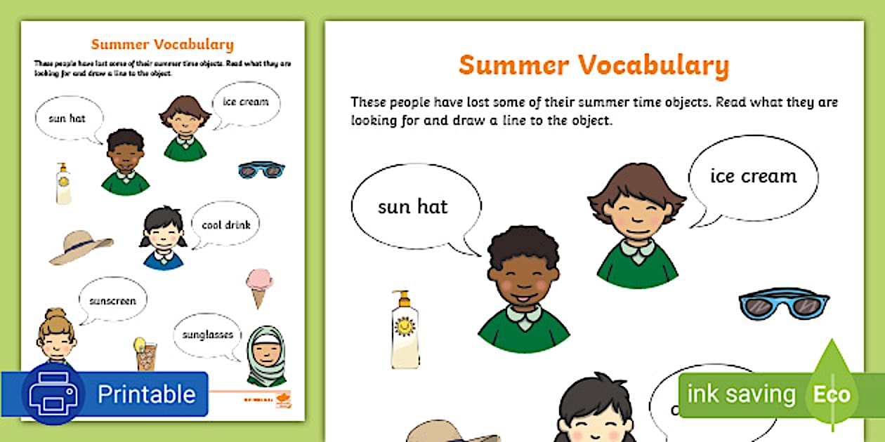 Summer Vocabulary Worksheet / Worksheet (teacher made)