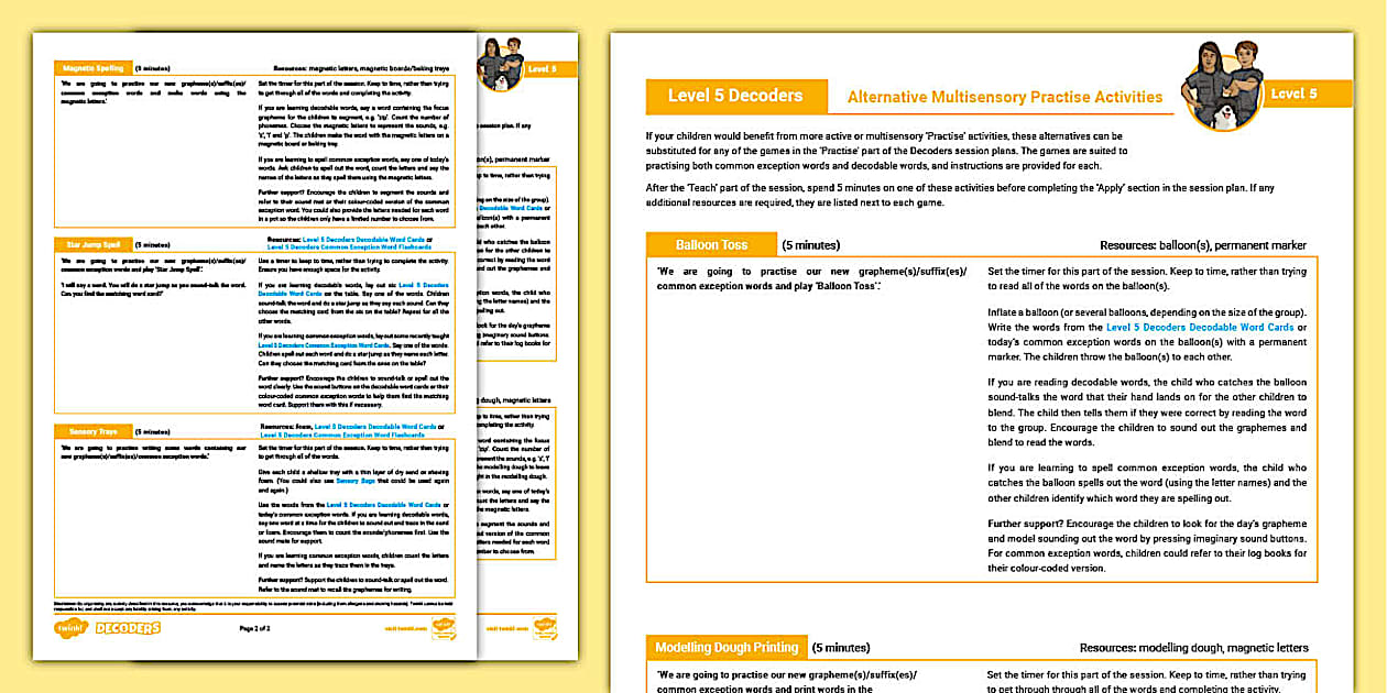 Multisensory Activities - Level 5 Twinkl Decoders Phonics