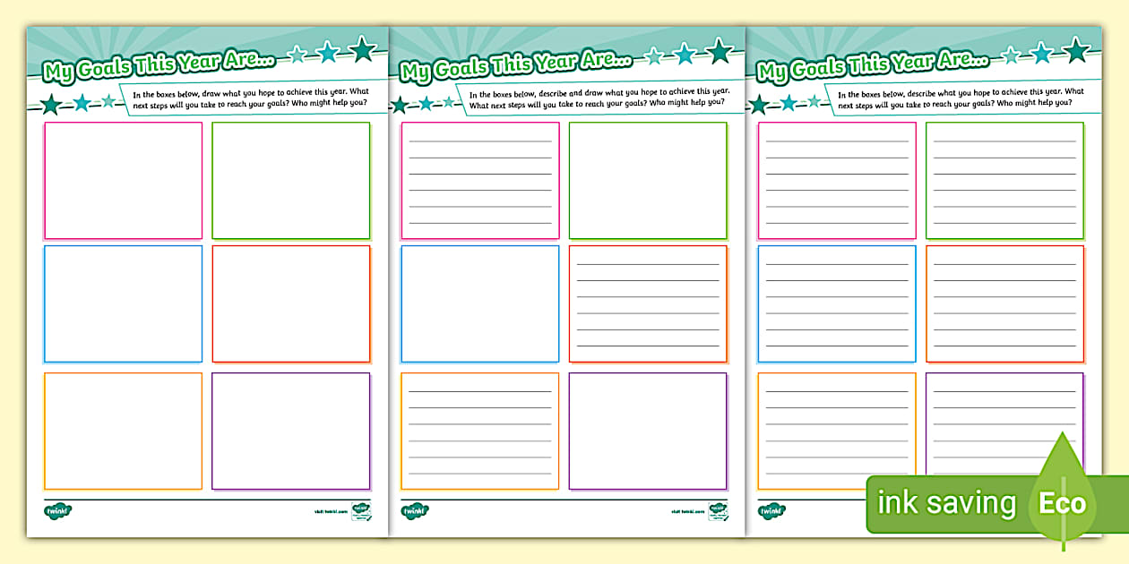 My Goals for The Year Worksheet (teacher made) - Twinkl