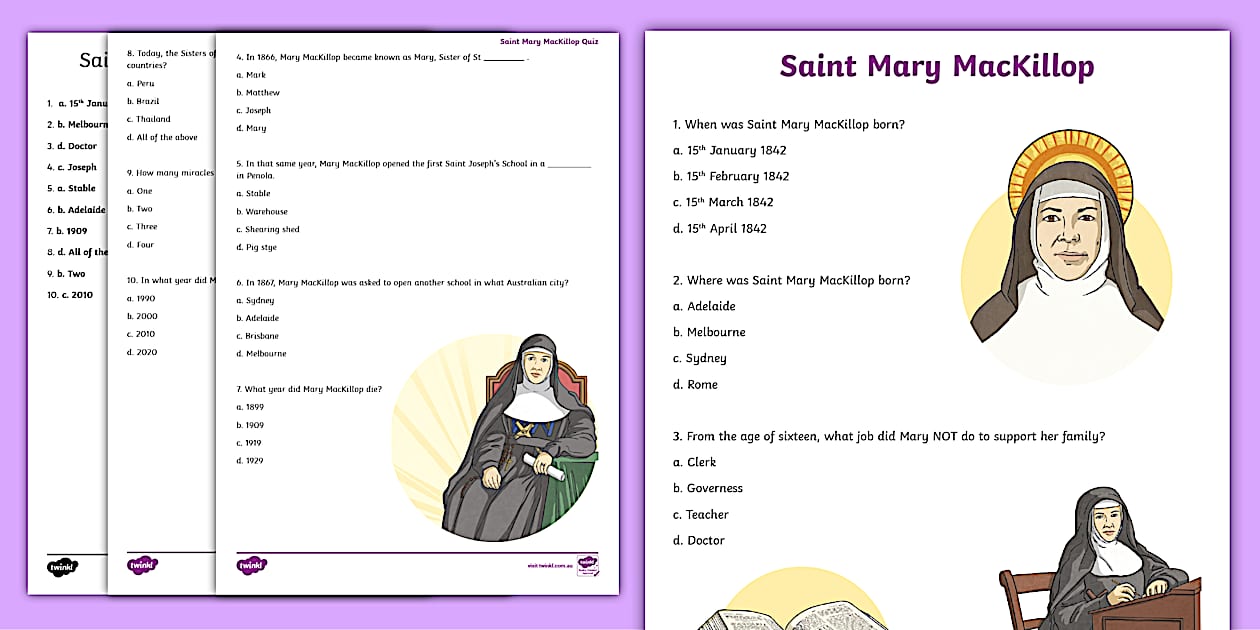 Crash Course Podcast Saint Mary MacKillop Quiz