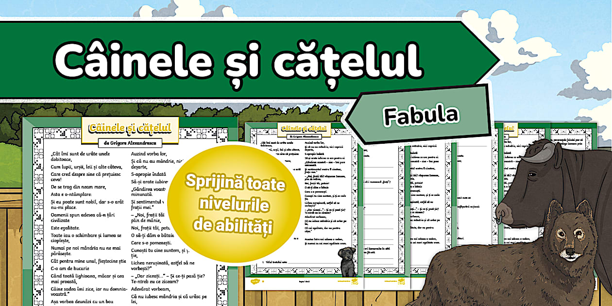 Câinele și cățelul de Grigore Alexandrescu Fișă diferențiată