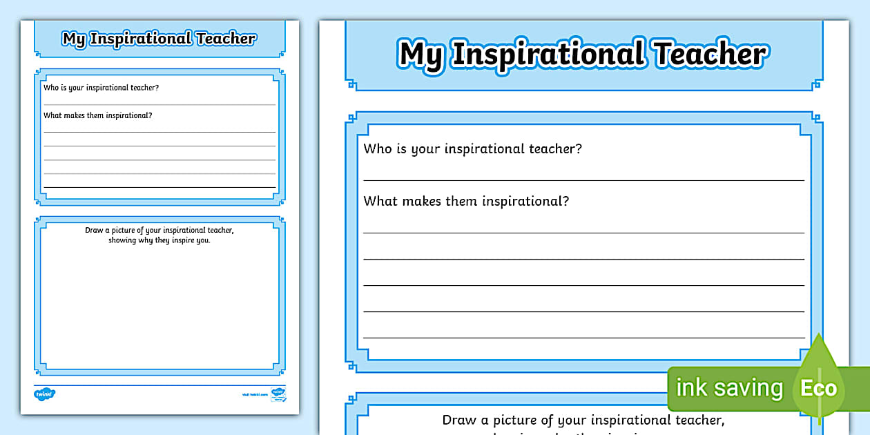 Inspirational Teacher Writing Activity (teacher made)