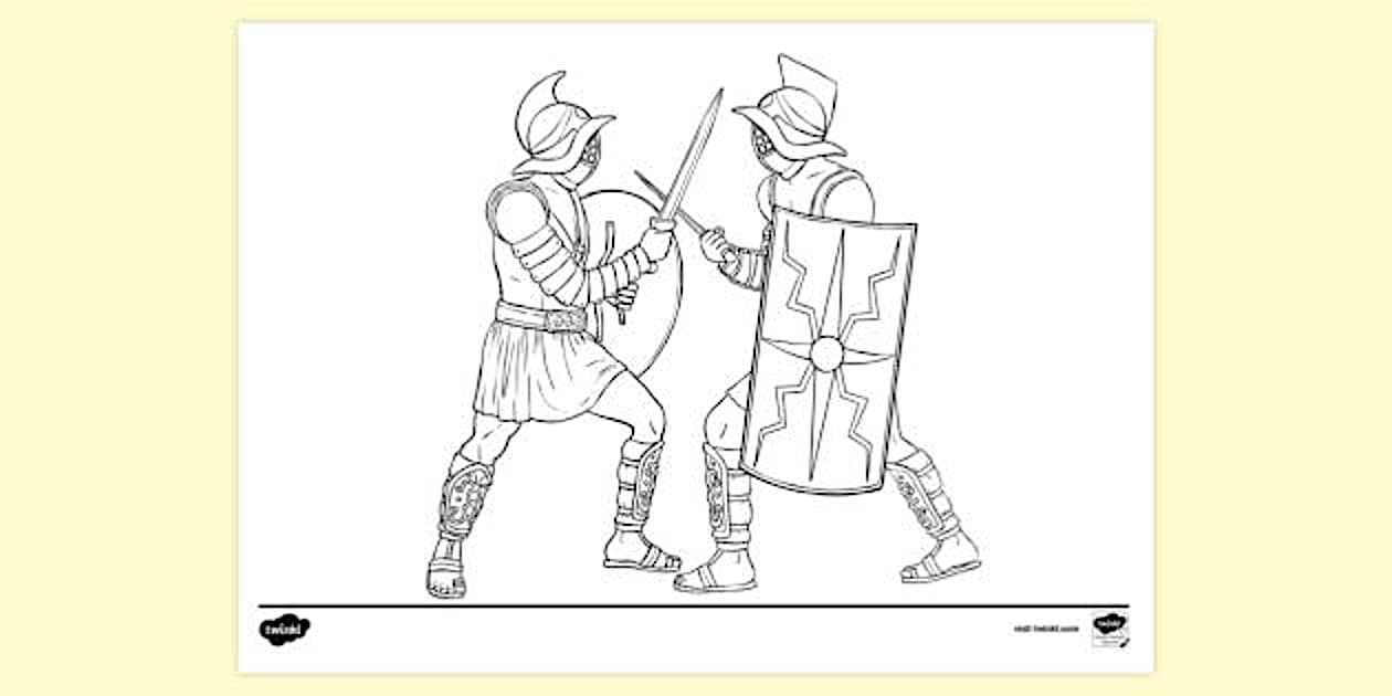 Gladiators Fighting Colouring Sheet | Colouring Sheets