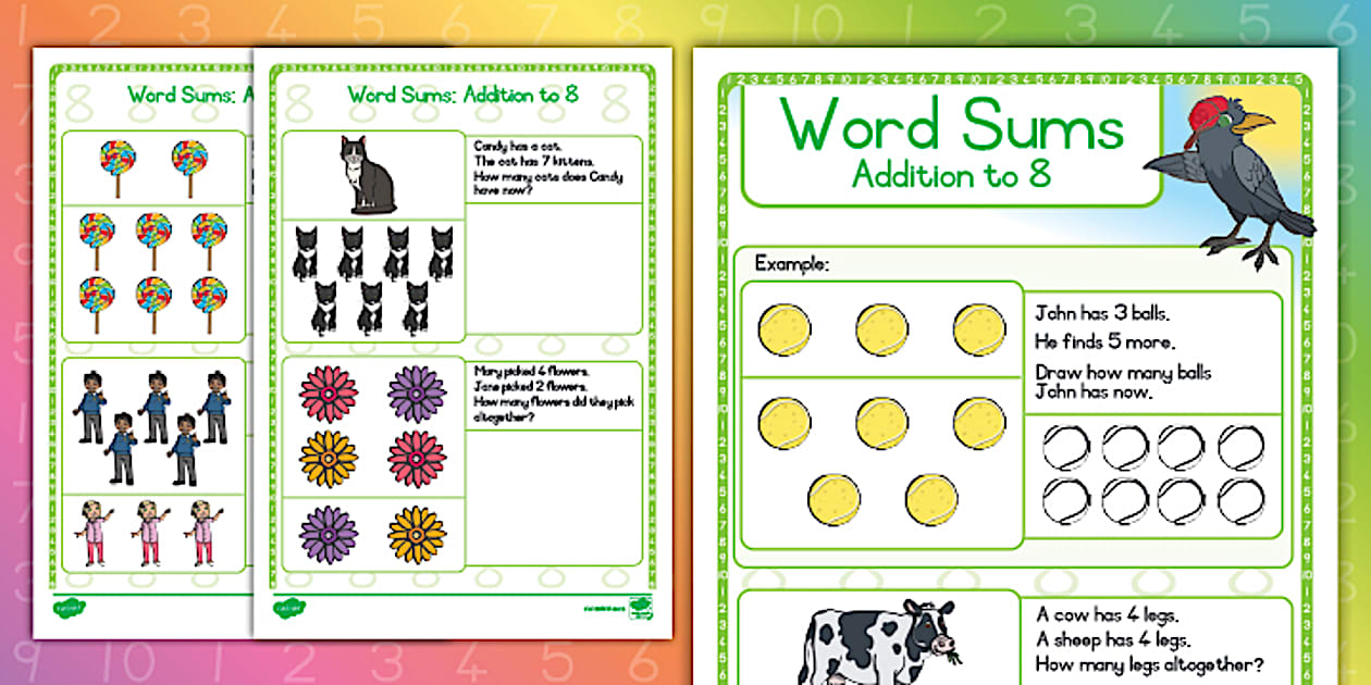 Grade R Word Problems - Addition to 8 - Twinkl