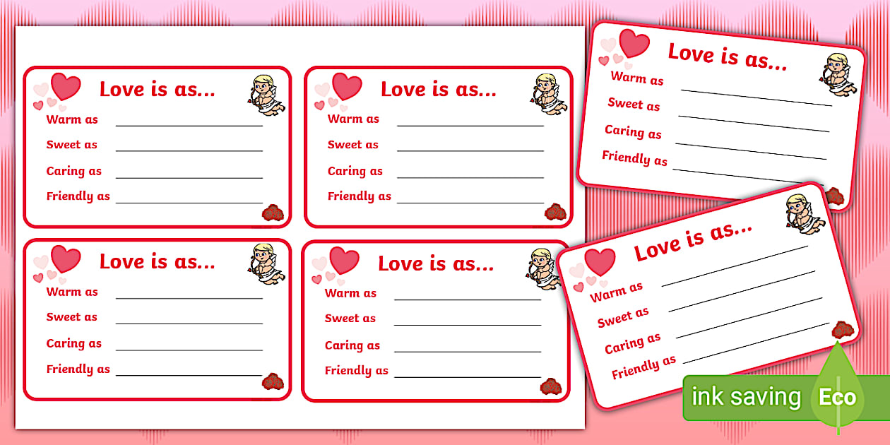 Love is...Simile Poem Card Insert (teacher made) - Twinkl