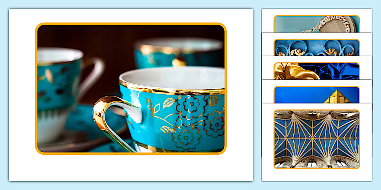 Blue and Gold Pictures Display Photos - Twinkl