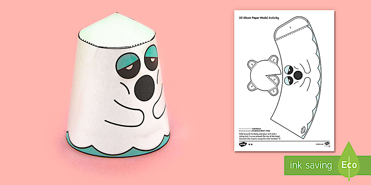 Simple 3D Halloween Ghost Activity Paper Craft - Twinkl
