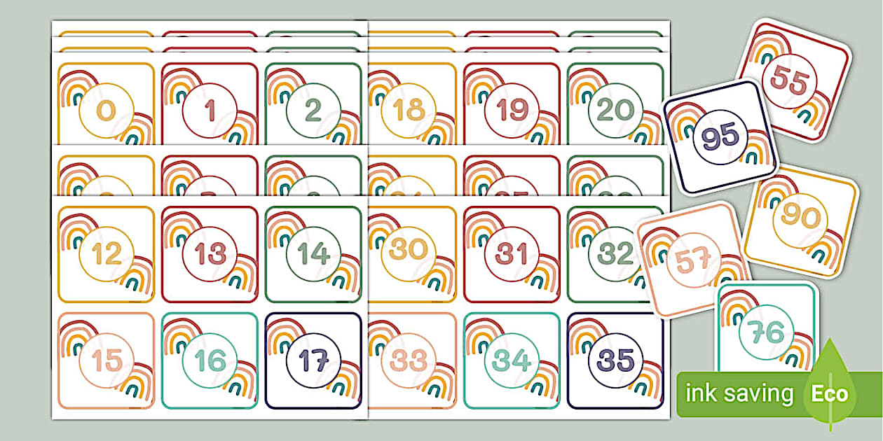 👉 Muted Rainbow Square Number Cards (teacher made)