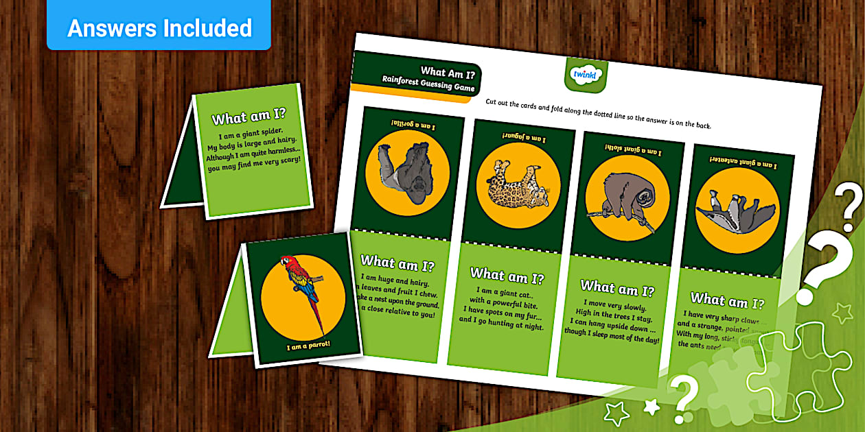What Am I? Rainforest Guessing Game Cards - Puzzles