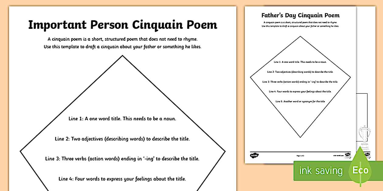 SA Father's Day Important People Cinquain Poetry Writing Templates