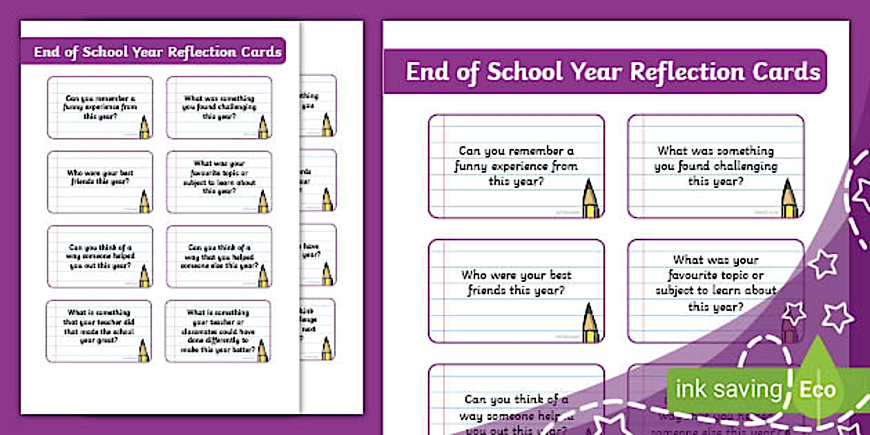 End of School Year Reflection Cards (teacher made) - Twinkl