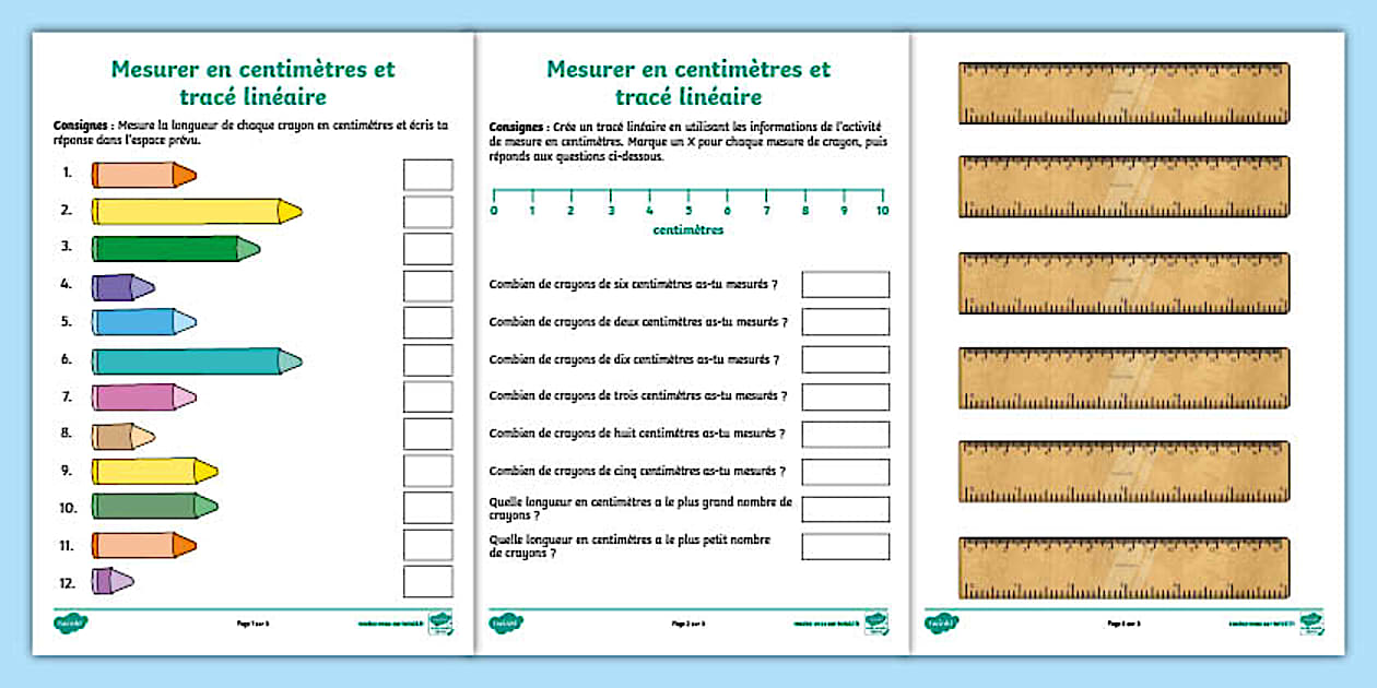 Mesurer en centimètres et tracé linéaire