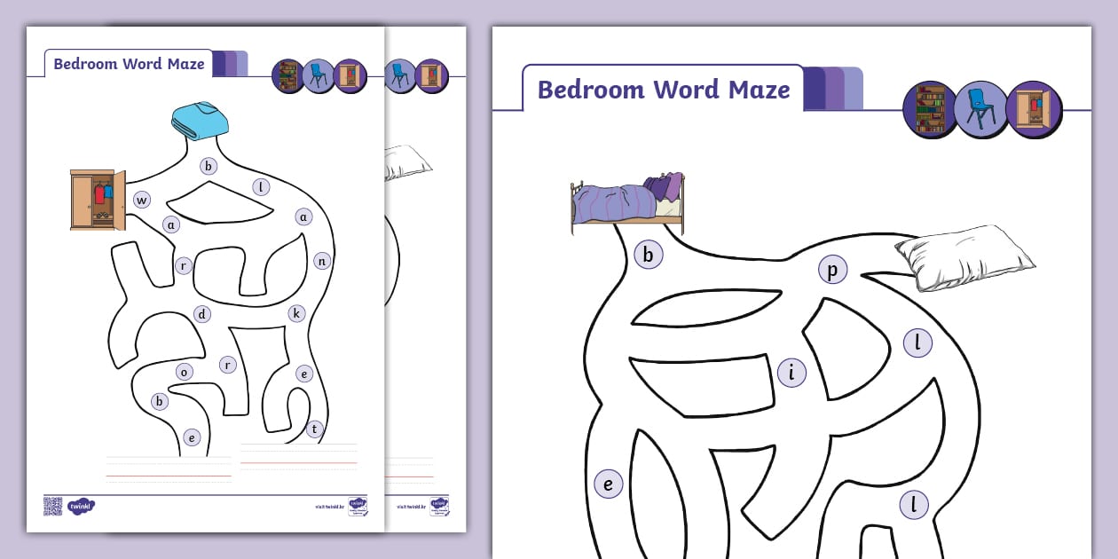 03 Teacher I Am Done | Bedroom Word Maze and Write Activity