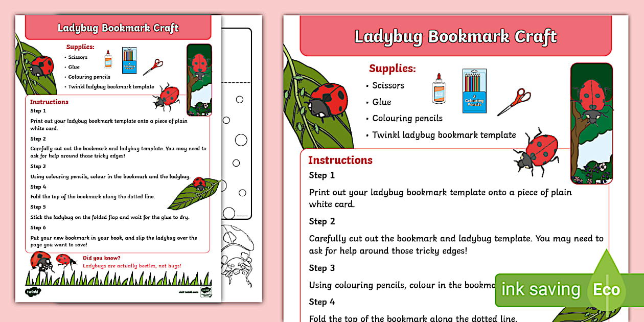 Ladybug Bookmark Craft (teacher made) - Twinkl
