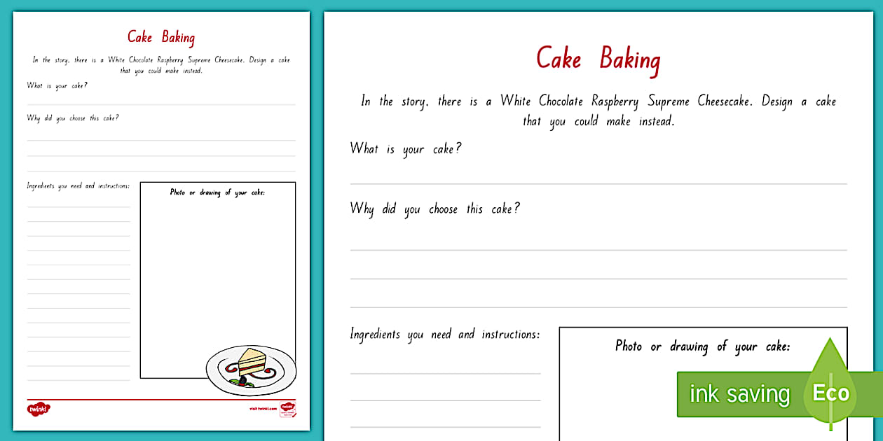 Cake Baking Worksheet / Worksheet to Support Teaching on Ms Bixby's ...