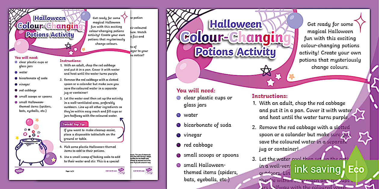 Halloween Colour-Changing Potions Activity (teacher made)