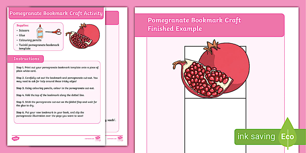 Pomegranate Bookmark Craft Activity (teacher made) - Twinkl