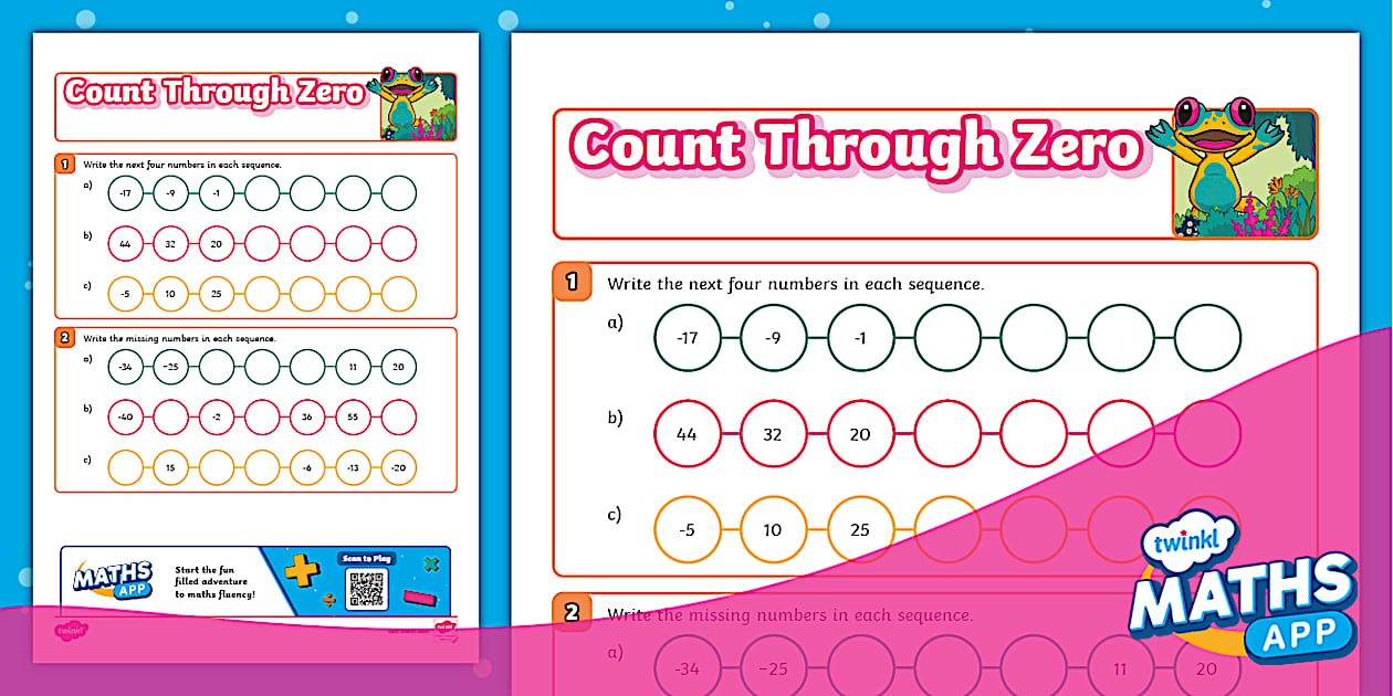 👉 Year 6 Count Through Zero Skill Safari Activity Sheet
