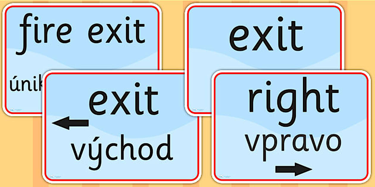 Directions and Safety Signs EAL Slovak Version - Twinkl
