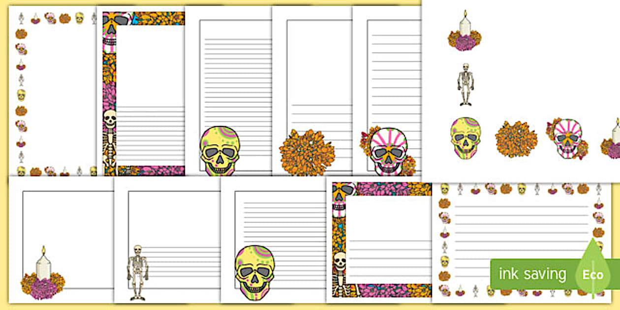 Day of the Dead Writing Templates - Page Border Pack