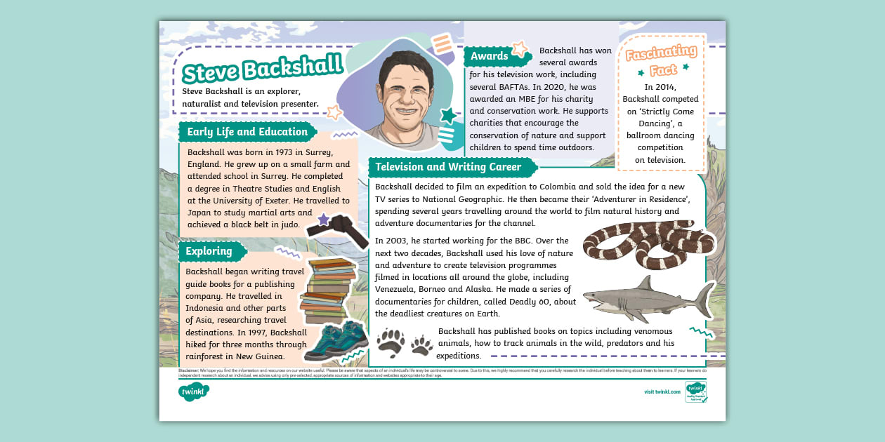 Steve Backshall Fact File - KS2 - Explorers (teacher made)