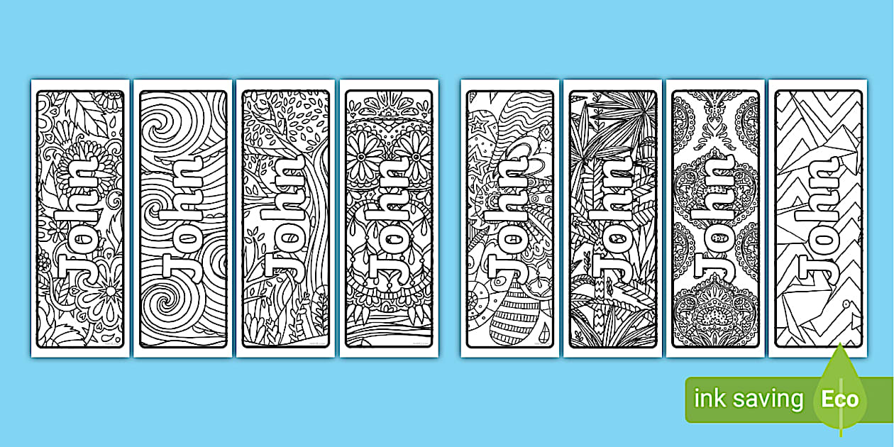 John Mindfulness Name Colouring Bookmarks (Teacher-Made)