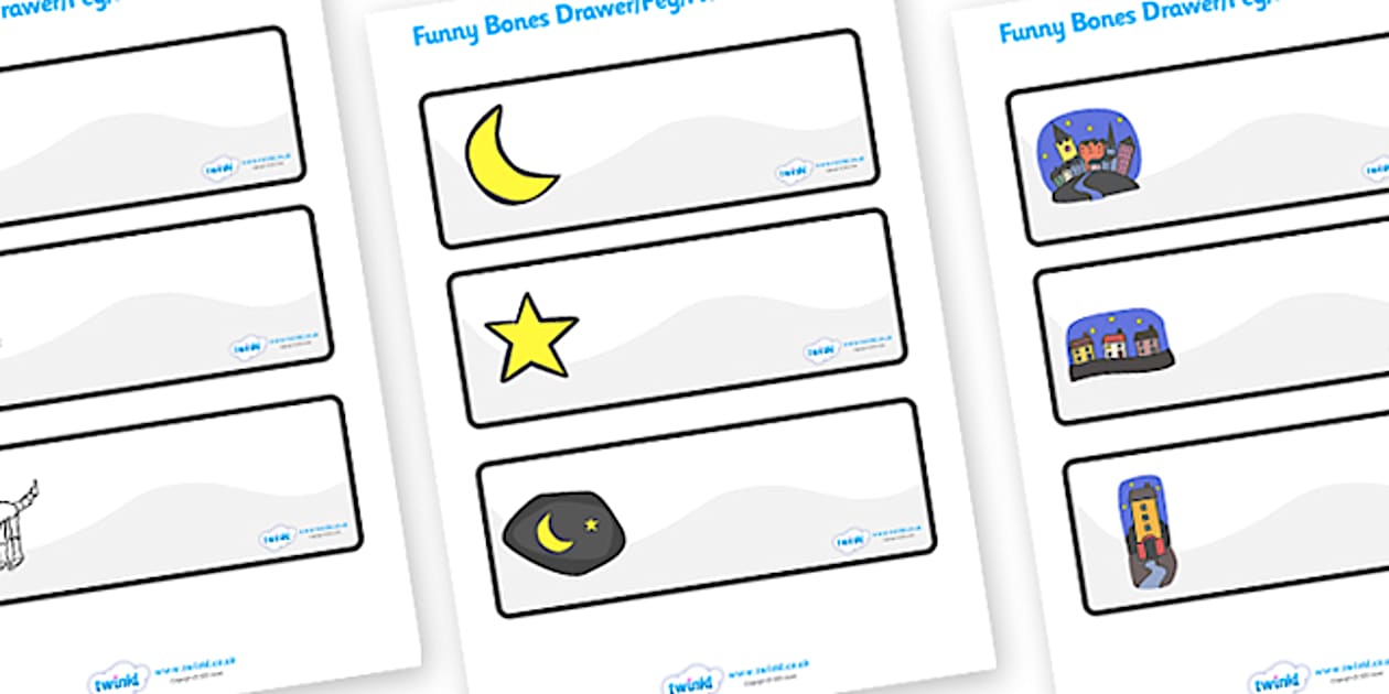Drawer-Peg-Name Labels to Support Teaching on Funnybones