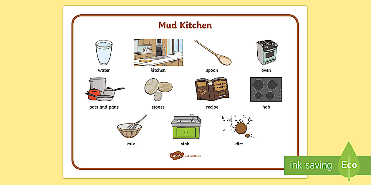 Mud Kitchen Word Mat (Teacher-Made) - Twinkl