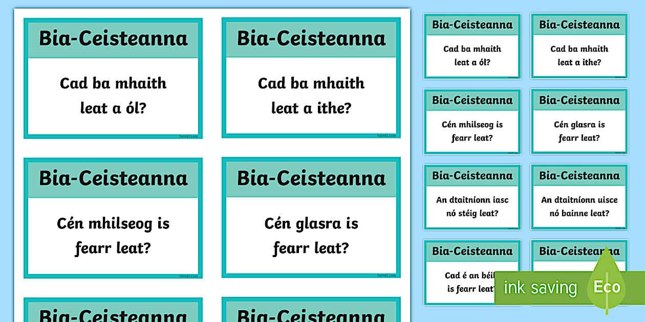 Editable Bia Ceisteanna Flashcards (Lehrer gemacht) - Twinkl