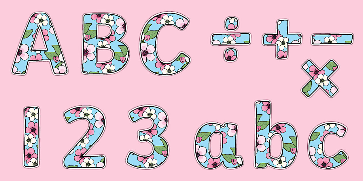 Pink Blossom Themed Size Editable Display Lettering - letters
