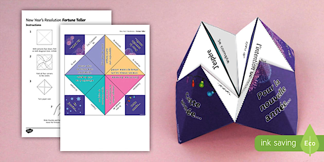 New Year's Resolutions Fortune Teller French (teacher made)
