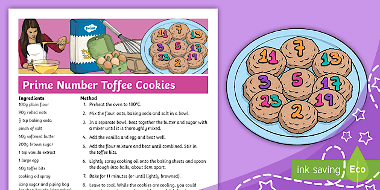 👉 Prime Numbers Toffee Cookies Recipe - Parents - Twinkl