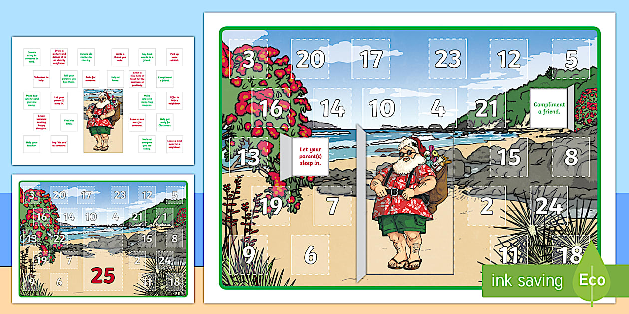 Black and White New Zealand Christmas Random Acts of Kindness Advent