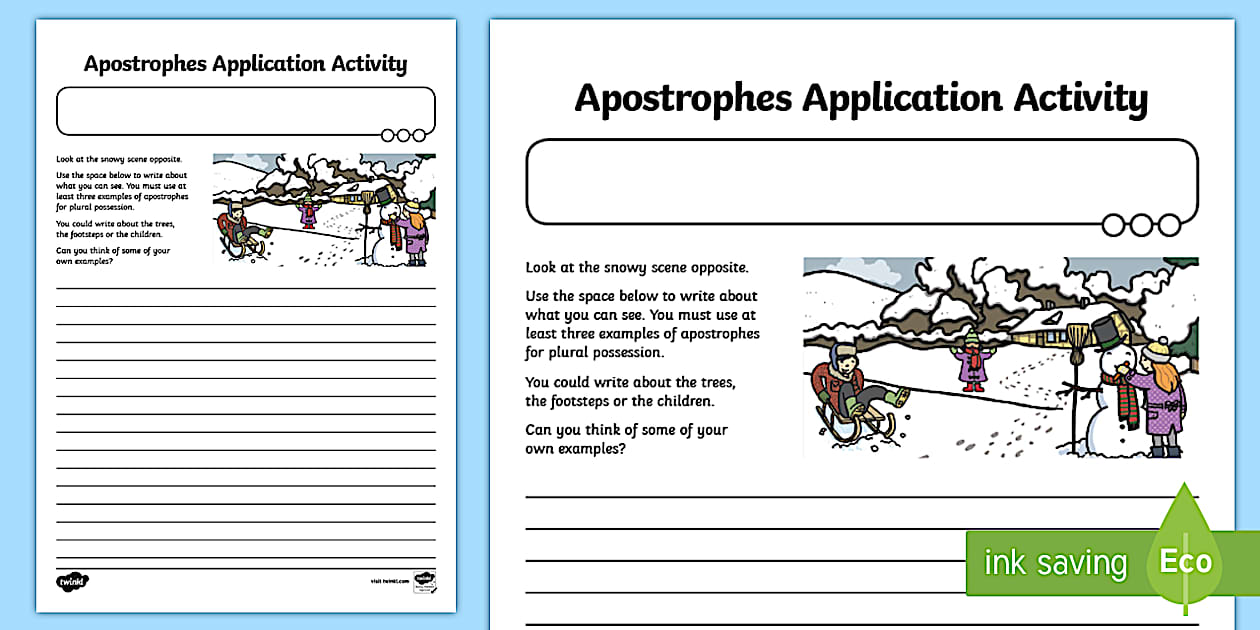 Black and White Apostrophes Application Worksheet - Twinkl